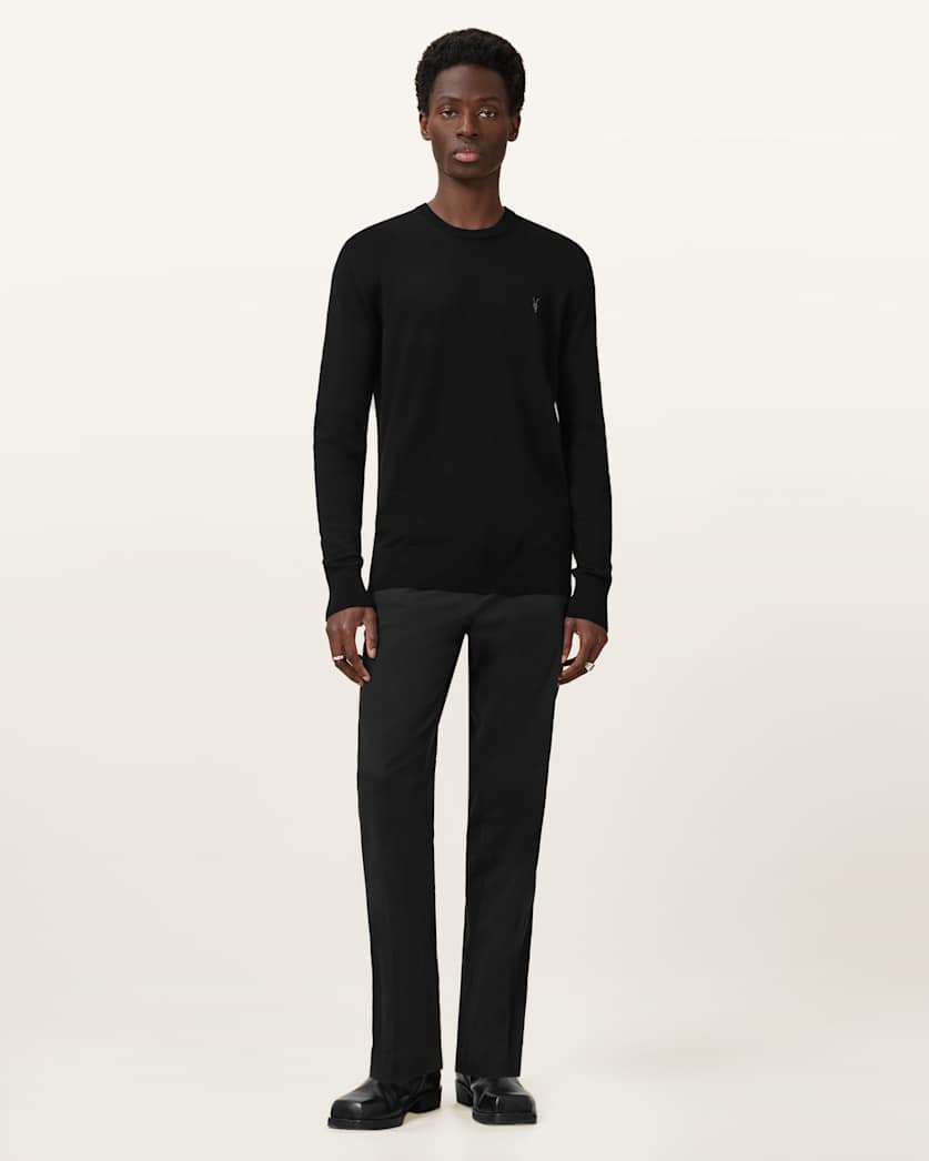Mode Merino Crew Neck Ramskull Jumper Black | ALLSAINTS